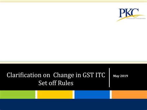 Gst Itc Set Off Rules Priority Of Adjustment Ppt