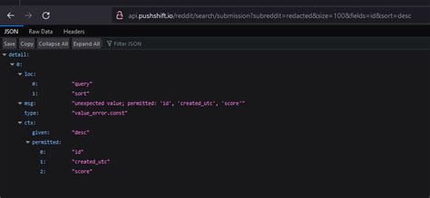 Sort Does Not Work · Issue 129 · Pushshiftapi · Github