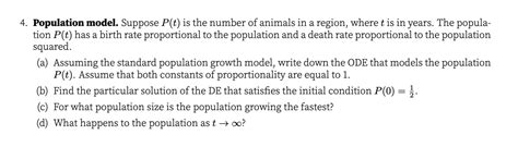 Solved Population Model Suppose P T Is The Number Of Chegg