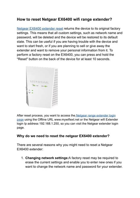 Ppt How To Reset Netgear Ex6400 Wifi Range Extender 1 Powerpoint