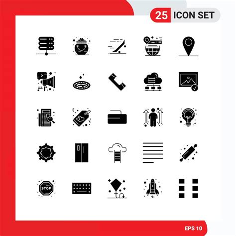 25 Universal Solid Glyph Signs Symbols Of Website World Fast Pin Skateboard Editable Vector