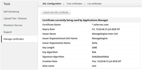 Manage Certificates Applications Manager User Guide