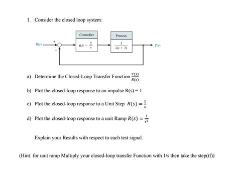 Solved Consider The Closed Loop System A Determine The