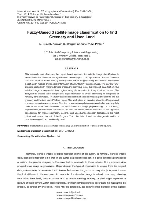 Pdf Fuzzy Based Satellite Image Classification To Find Greenery And Used Land