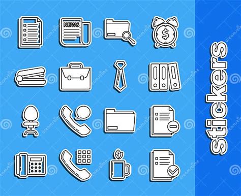 Set Line Document And Check Mark With Minus Office Folders Papers