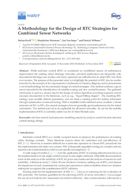 Pdf A Methodology For The Design Of Rtc Strategies For Combined Sewer