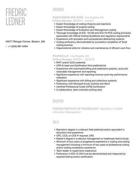 Coding Manager Resume Samples Velvet Jobs