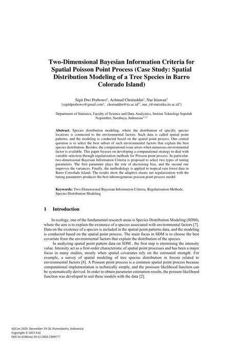 PDF Two Dimensional Bayesian Information Criteria For Spatial Poisson Point Process Case