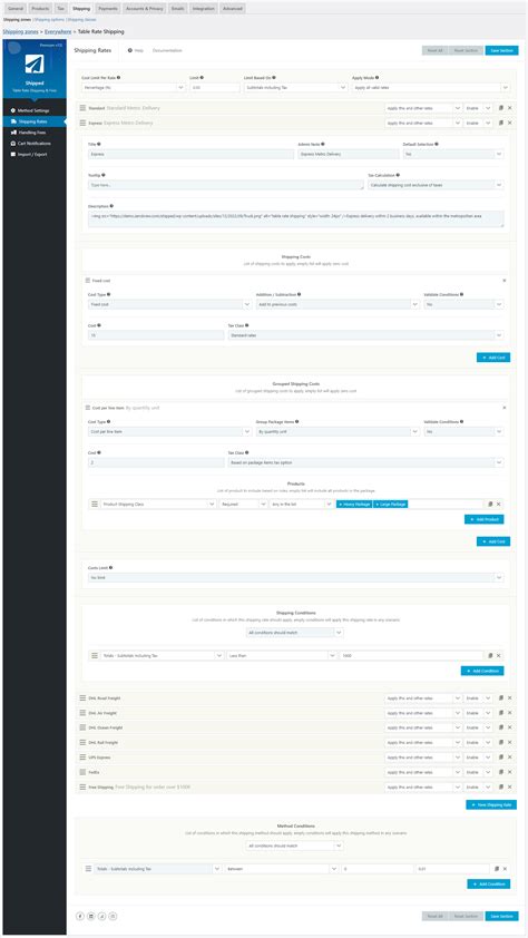 Shipped Table Rate Shipping Method For Woocommerce Wordpress Plugin