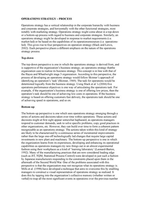 Lecture 3 Strategy Development Process Operations Strategy Process