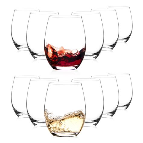 Stemless Wine Glasses 15 Oz Stemless Glasses Set Of 12 For Red Or White Wine Stemless