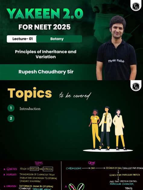 Principle Of Inheritance And Variation 01 Class Notes Ya Pdf