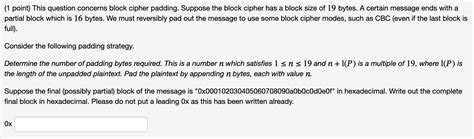 Solved 1 ﻿point ﻿this Question Concerns Block Cipher
