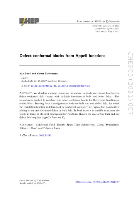 Pdf Defect Conformal Blocks From Appell Functions
