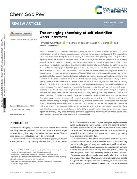 Pdf The Emerging Chemistry Of Self Electrified Water Interfaces