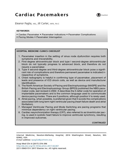 Indications For Cardiac Pacemaker Implantation A Concise Guideline Based Review Pdf