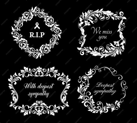 Premium Vector Funeral Vector Frames Isolated Floral Borders Set