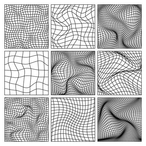 Wireframe Shapes Lined Perspective Mesh 3d Grid Low Poly Geometric Elements Stock Vector