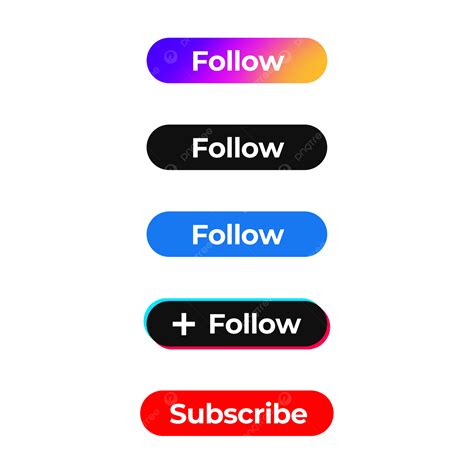 set of popular social media platforms follow button follow button