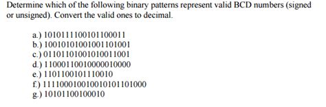 Solved Determine Which Of The Following Binary Patterns
