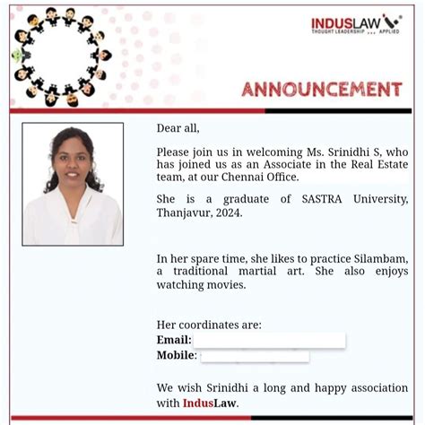 Newbeginnings Induslaw Careerjourney Srinidhi S