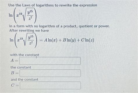Solved Use The Laws Of Logarithms To Rewrite The Expression