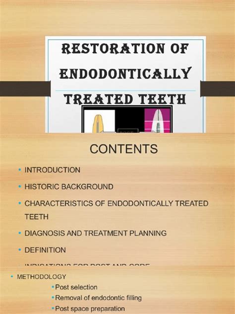 Restoration Of Endodontically Treated Tooth Final Yr Pdf