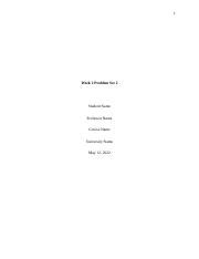 Week 2 Problem Set 2 Docx 1 Week 2 Problem Set 2 Babe Name Professor Name Course Name