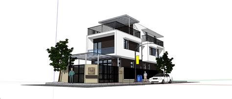 现代都市创意民宿su模型 民宿 土木在线