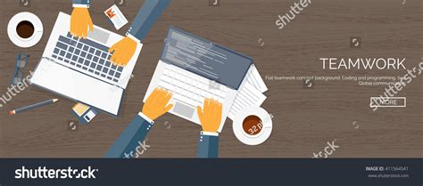 Vector Illustration Flat Header Teamwork Smart Stock Vector Royalty