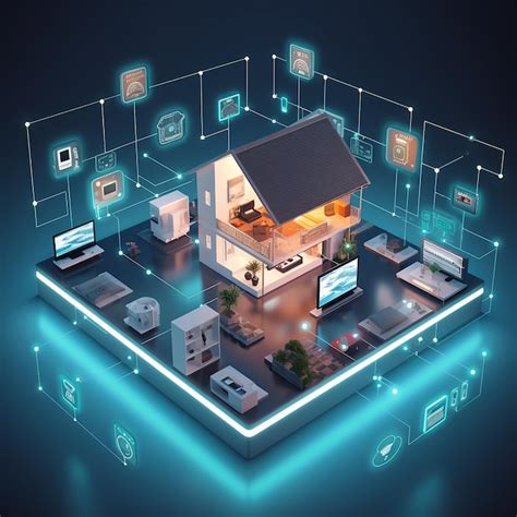 Premium Photo Concept Of Home Devices On Multiple Houses Conected Networked