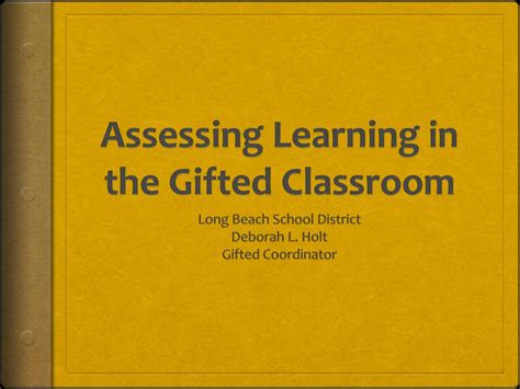 Ppt Assessing Learning In The Ted Classroom Powerpoint