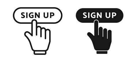Sign Up Button With Hand Sign Register Now Vector Icon New User