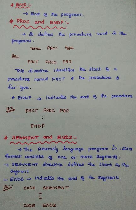 Assembler Directives Of 8086 Microprocessor