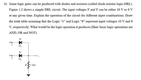 Solved B Some Logic Gates Can Be Produced With Diodes And Chegg Com