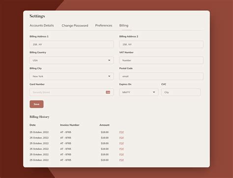 user invoice setting ui behance