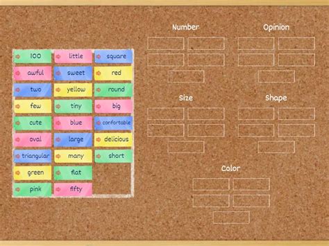 Classify Adjectives Group Sort