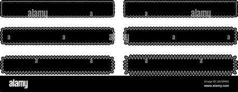 Set Of Long Rectangle Forms With Wavy Borders Wiggly Rectangular
