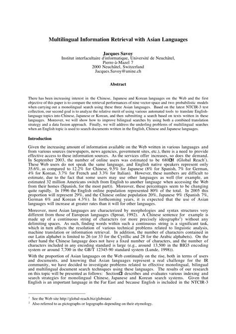 Pdf Multilingual Information Retrieval With Asian Languages