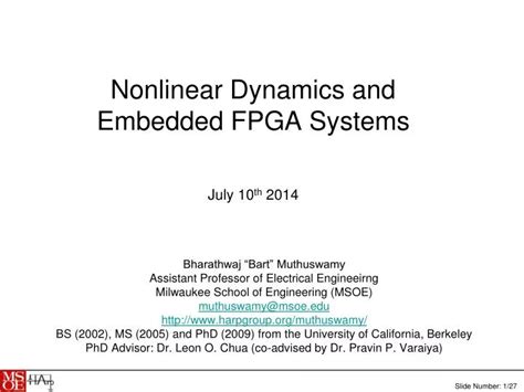 Ppt Nonlinear Dynamics And Embedded Fpga Systems Powerpoint Presentation Id7008443