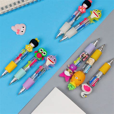 Amongspring สี ่ สี Push ปากกาลูกลื ่ นซิลิโคนการ ์ ตูนหัว Shark กิโมโนสาวน ่ ารักสัตว ์ เลี ้