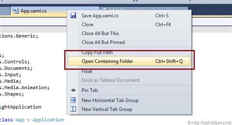 Use Shortcut Or Context Menu For “open Containing Folder” In Visual
