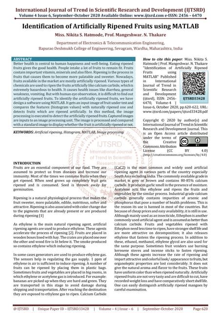 Identification Of Artificially Ripened Fruits Using Matlab Pdf