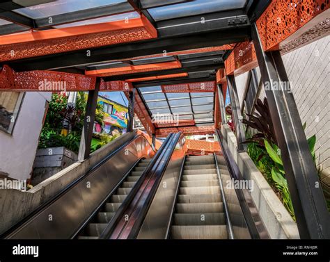 Escalator In Comuna 13 Medellin Antioquia Department Colombia Stock