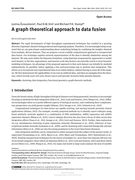 Pdf A Graph Theoretical Approach To Data Fusion