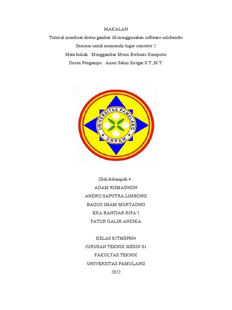 Tutorial Membuat Sketsa Gambar 3d Menggunakan Software Solidworks Pdf