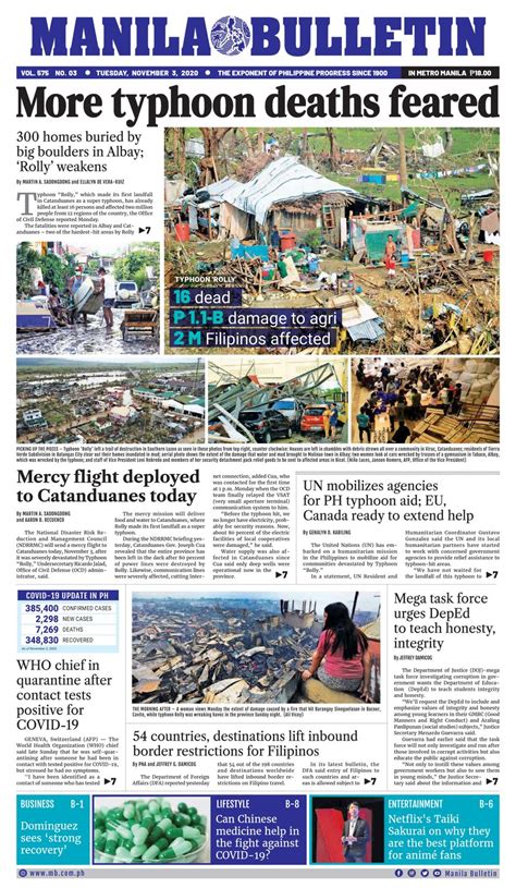 Get Digital Access To Manila Bulletin November 3 2020 Issue