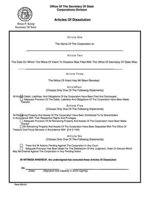 Plan Of Dissolution Template