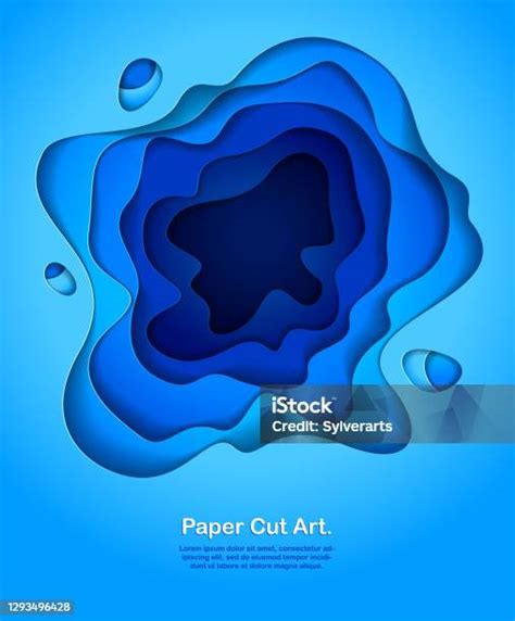 추상 파란색 종이 컷 아웃 곡선 모양 레이어 종이 컷 스타일의 벡터 그림 명함 프리젠 테이션 전단지 또는 포스터에 대한 레이아웃 3차원 형태에 대한 스톡 벡터 아트 및 기타