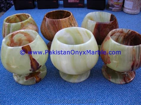 Multi Green Onyx Wine Glasses From Pakistan